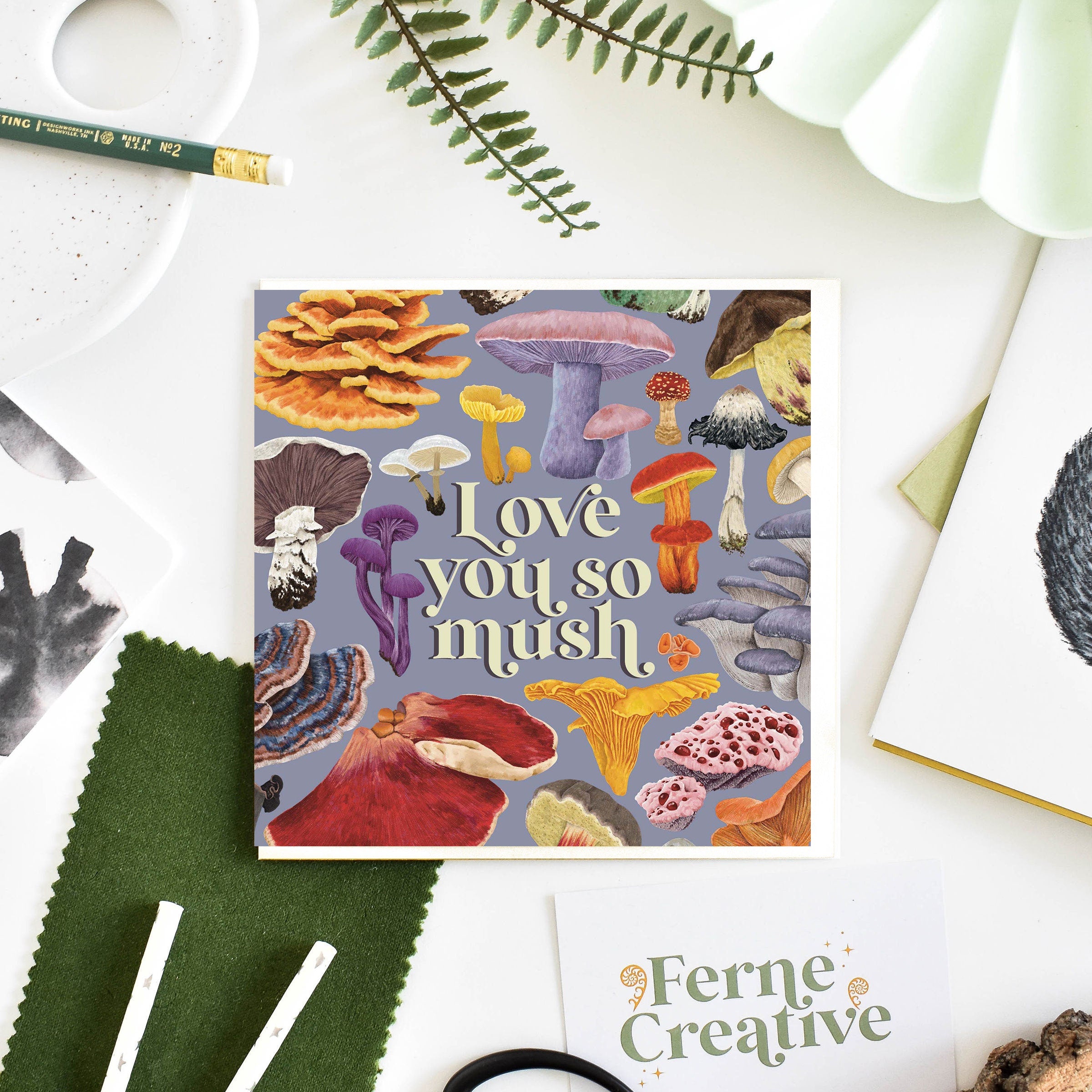 'Love You So Mush' Mushroom Card – Ferne Creative